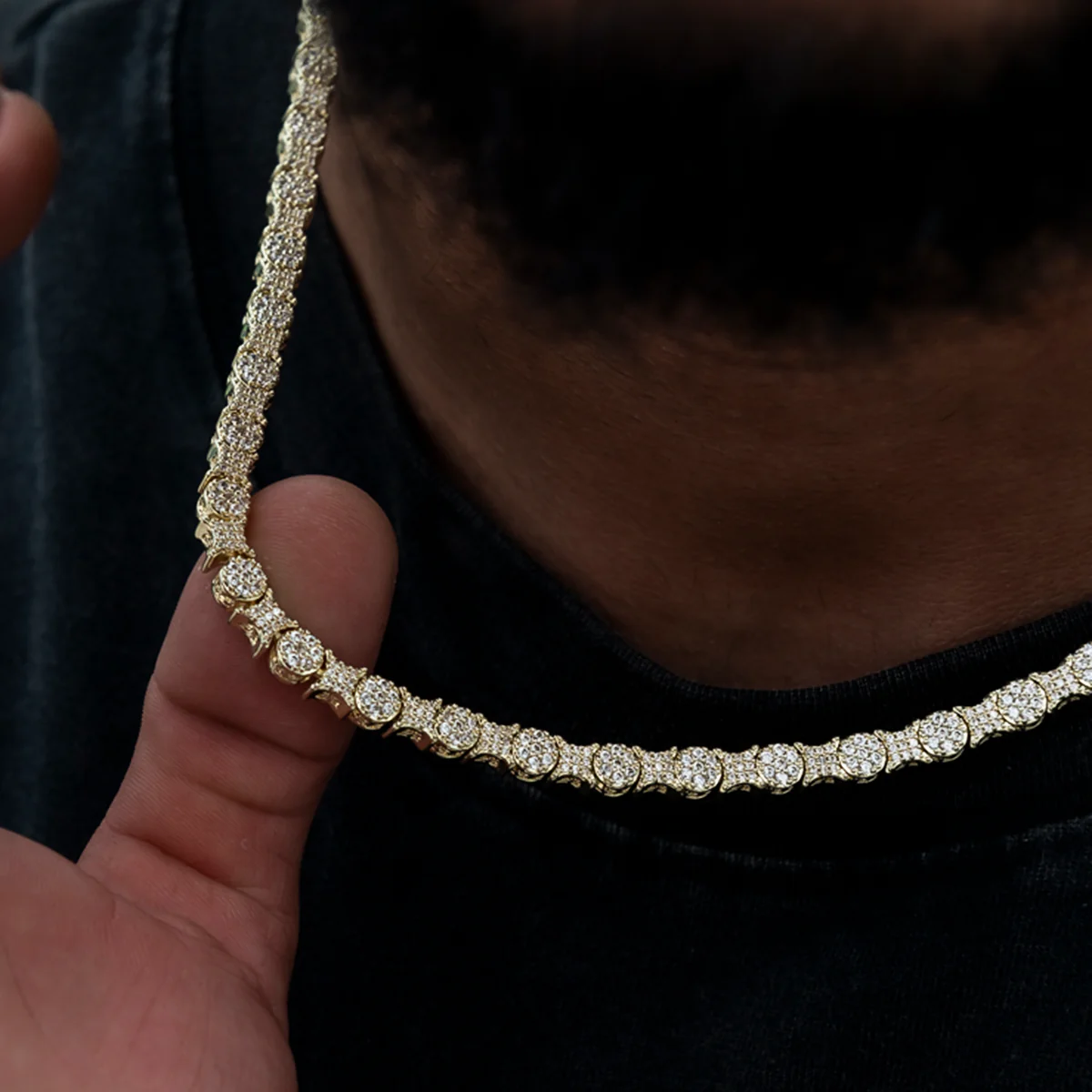 Round Pave Star Link Chain- 6mm - The GLD Shop - GLD – The GLD Shop